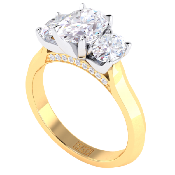 oval cut trilogy ring